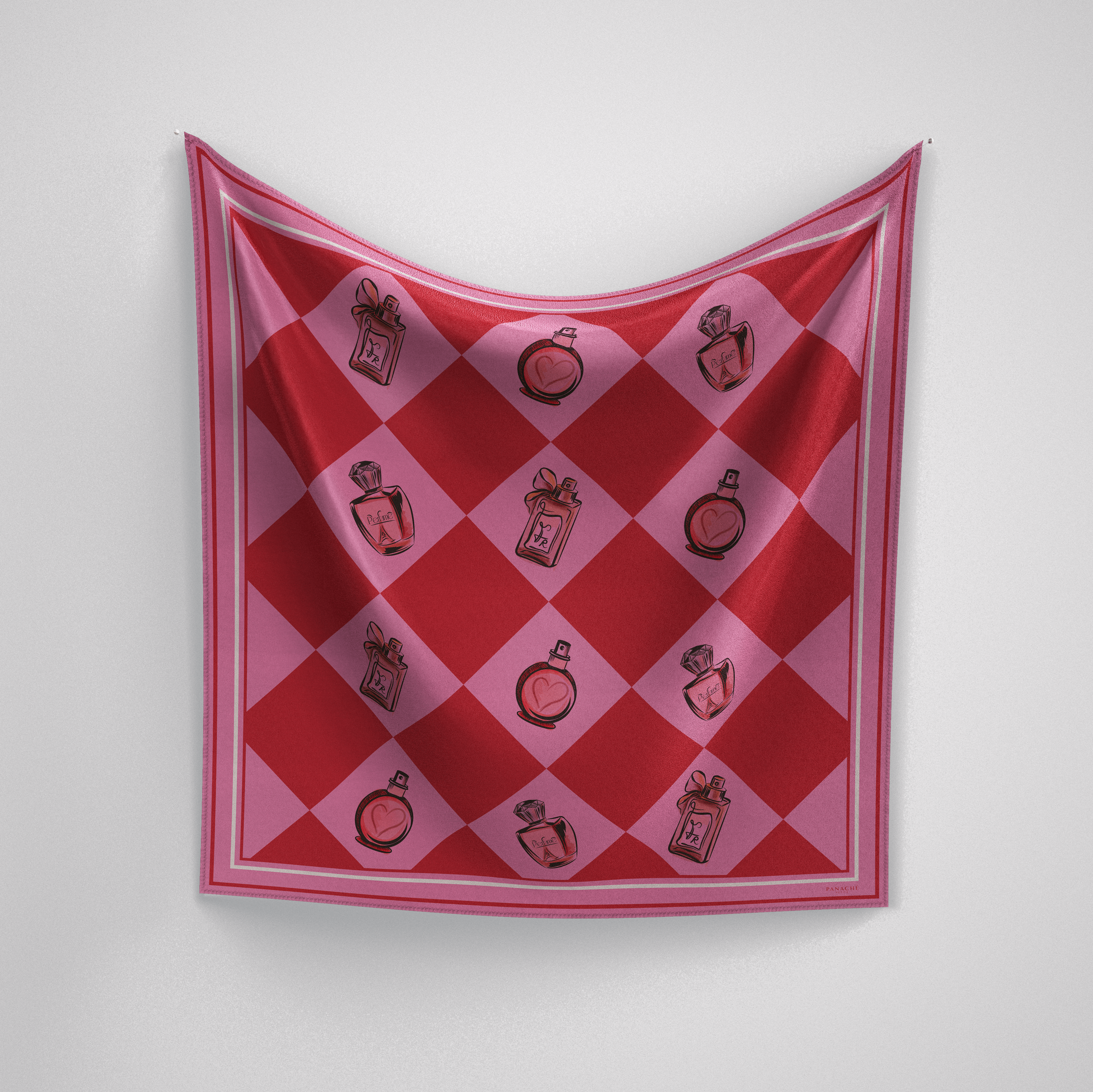 Petite Perfume Checker Scarf Red + Pink | Panachestyle